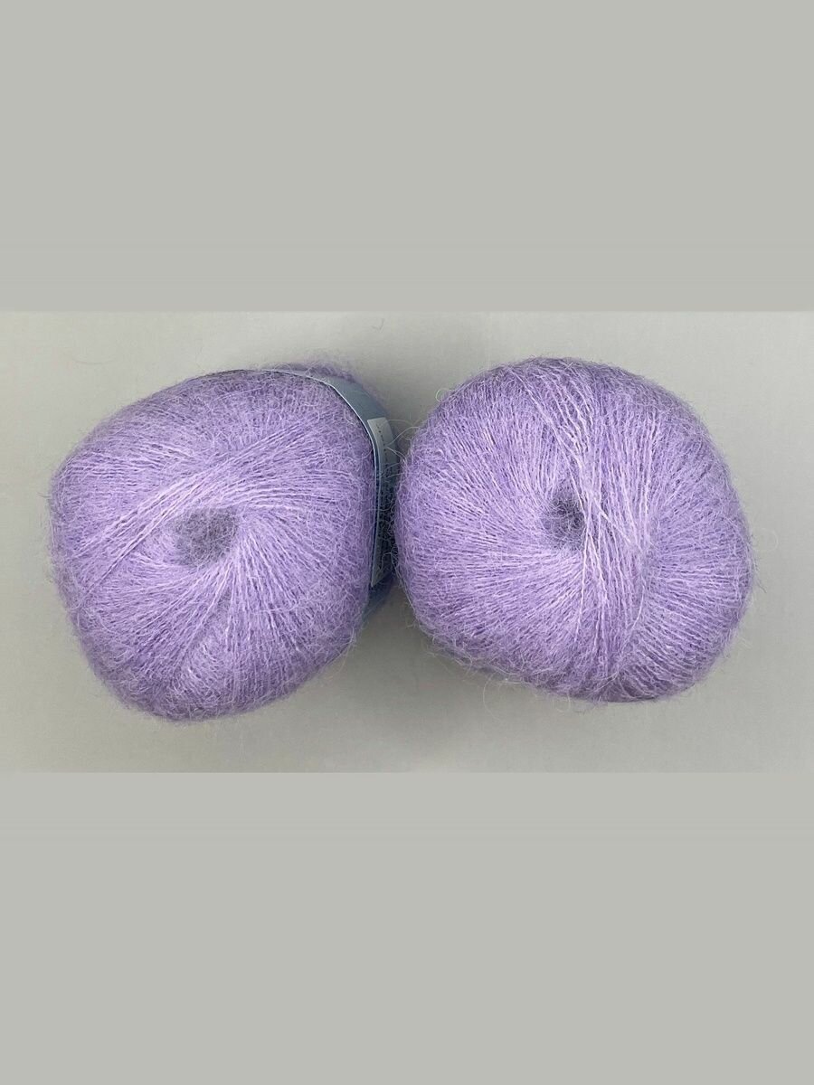 Два мотка пряжи MENCA Mohair Yarn(аналог Alize Kid moher),61-светло-сиреневый,50%-мохер,20%-шерсть,30%-нейлон,50гр.-615м.