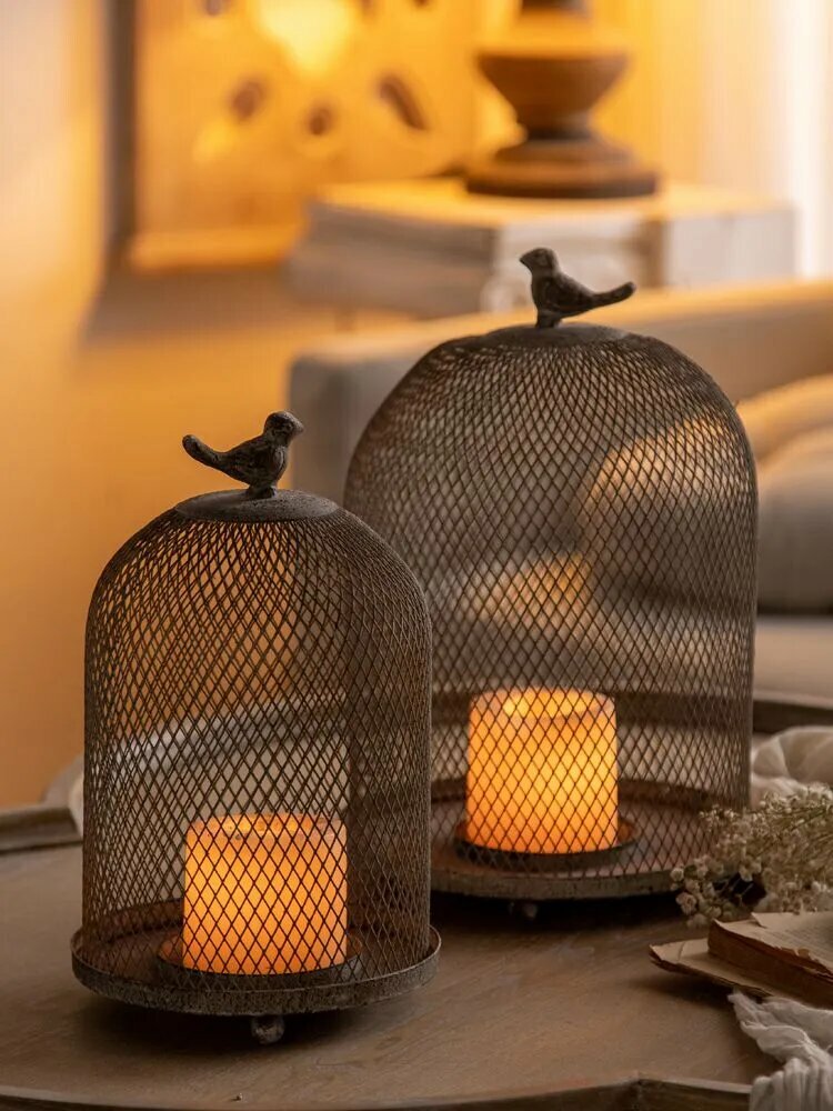 Подсвечник "Фонарь", напольный, металлический, 2 свечи, 32,5 см x 22 см