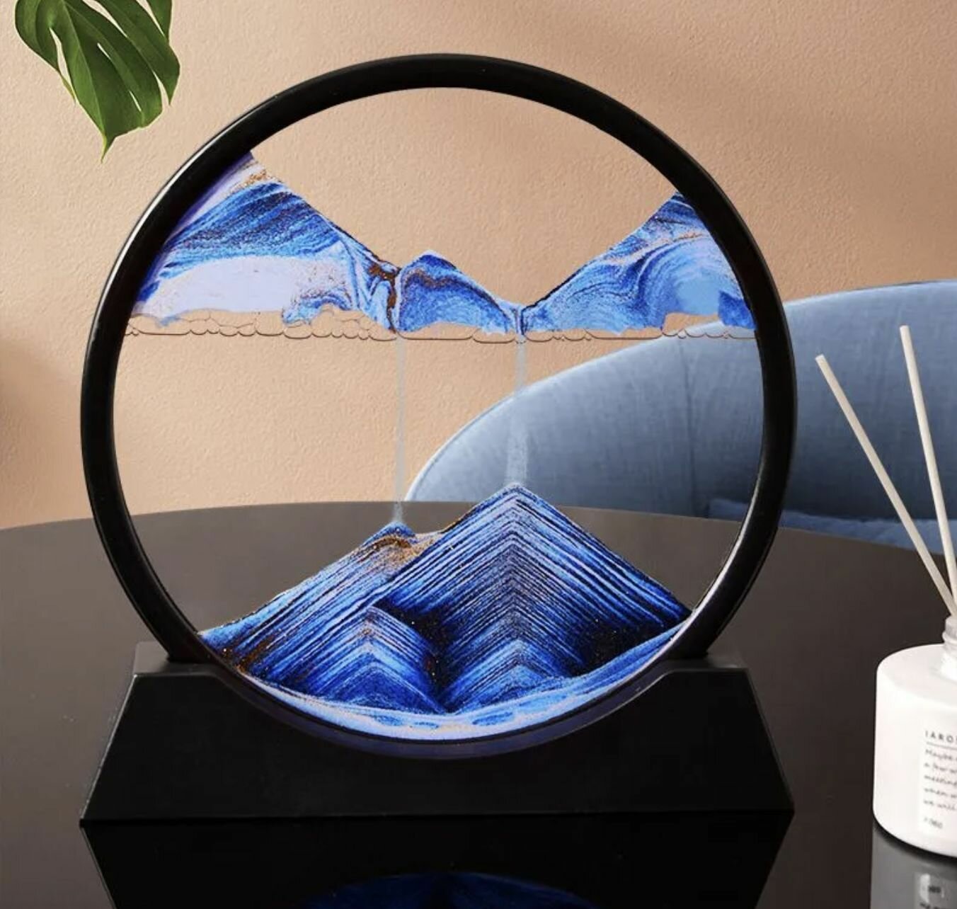 Песочные часы Quicksand, подсветка, будильник, 3D эффект, синий