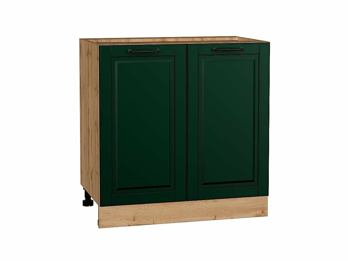 Шкаф нижний с 2-мя дверцами Дублин, цвет фасада Special Green, цвет каркаса Дуб Вотан, 816*800*478 мм
