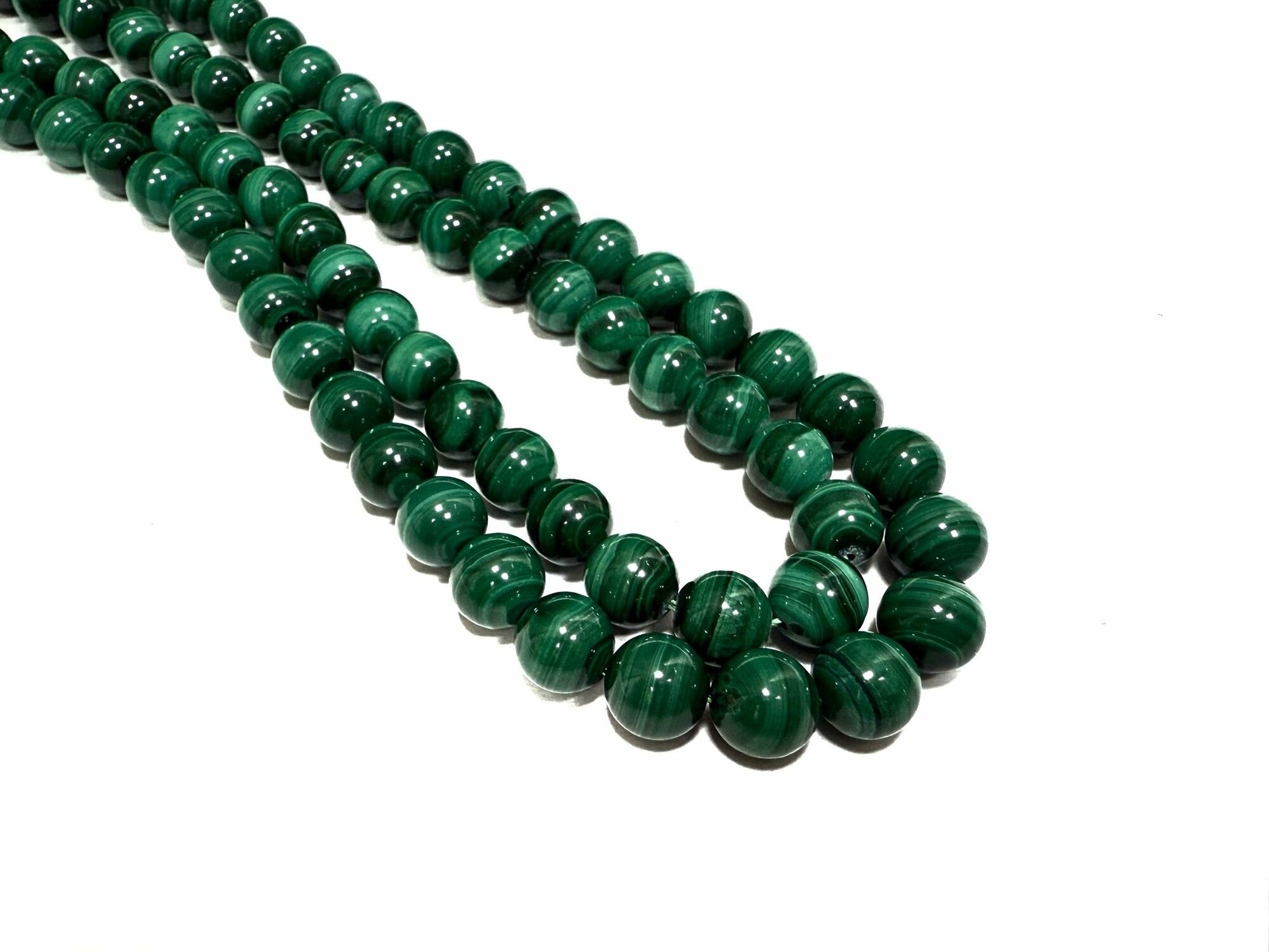 Бусины из натурального камня малахит АА шар гладкий 8 - 8,5 мм (нить 19 см), Suntrim