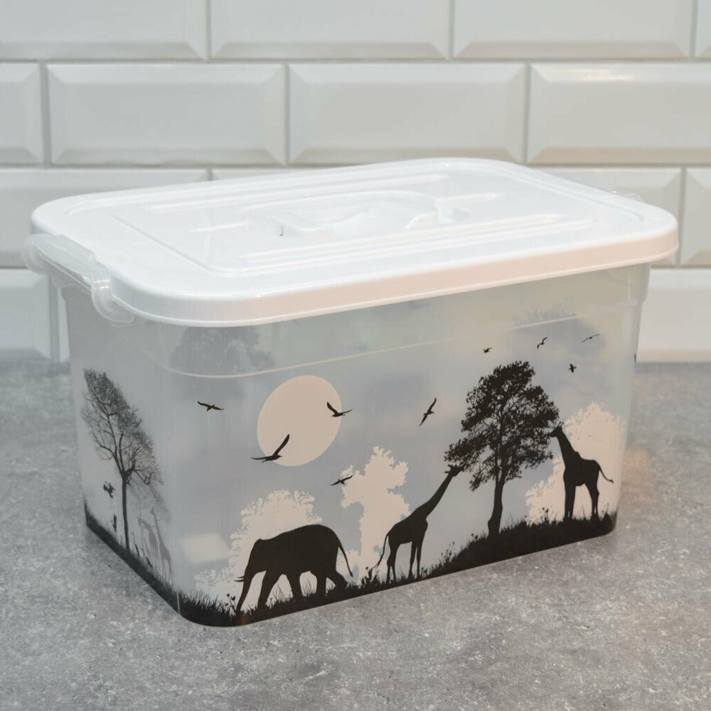 Контейнер для хранения 10л «Africa» пластиковый, прозрачный, с крышкой