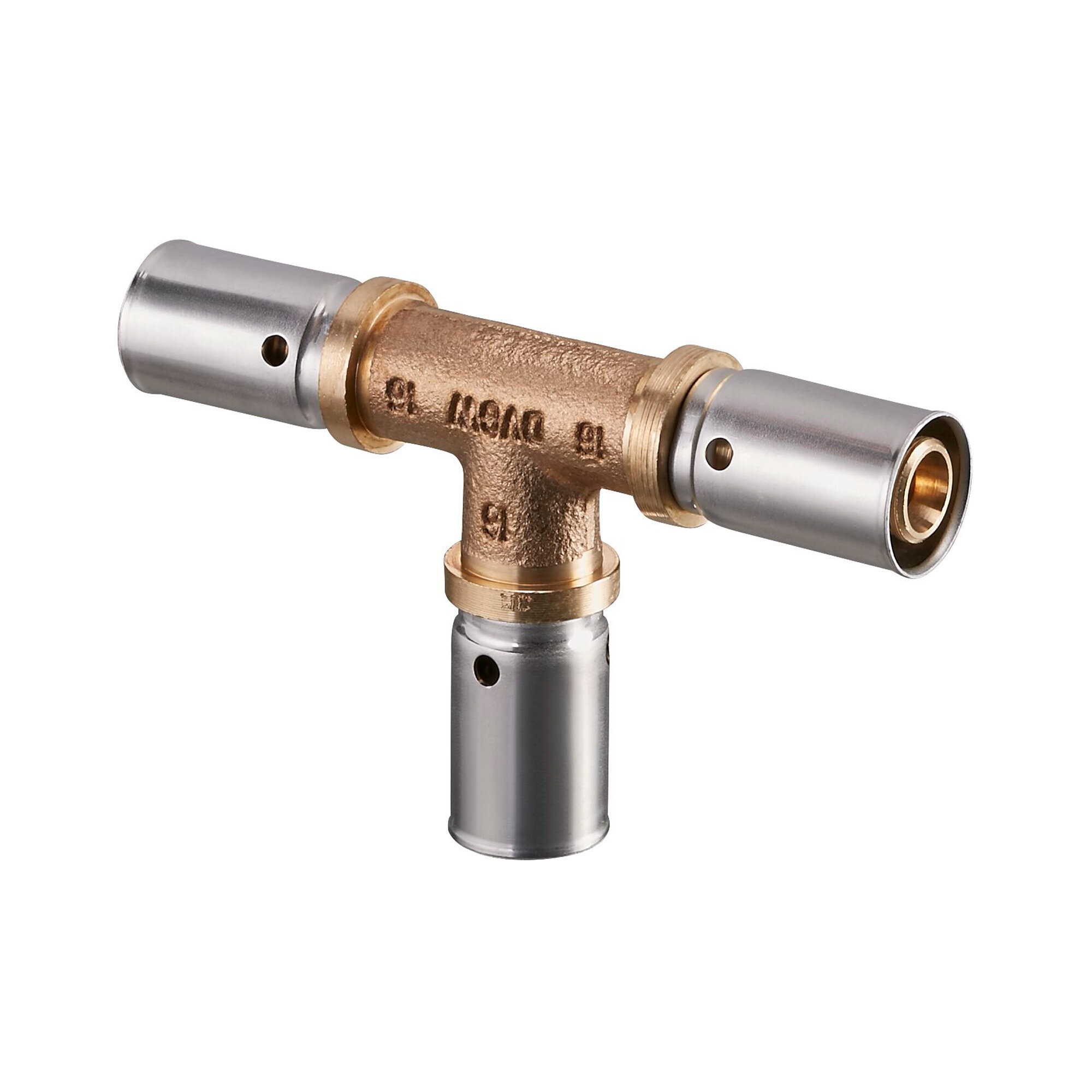 Пресс-тройник Oventrop Cofit P 26 х 26 х 26 мм, бронза/нержавеющая сталь