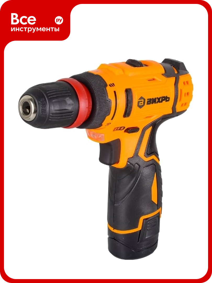 Аккумуляторная дрель-шуруповерт Вихрь ДА-12Л-2КC, 2.0 А/ч 72/14/33, для удобной замены оснастки диаметром, высокую