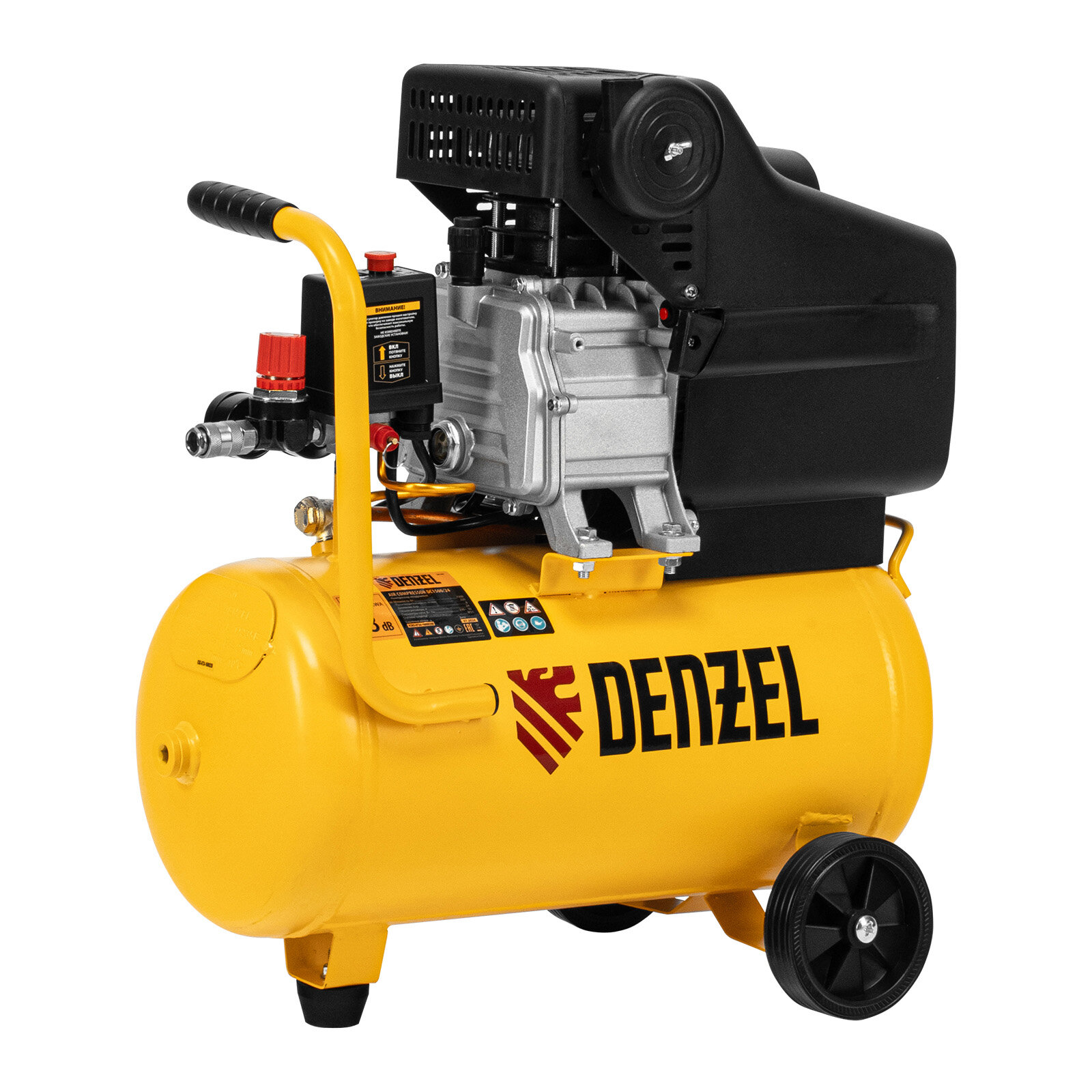 Компрессор воздушный DC1500/24, прямой привод, 1.5 кВт, 24 литра, 220 л/мин Denzel 58160
