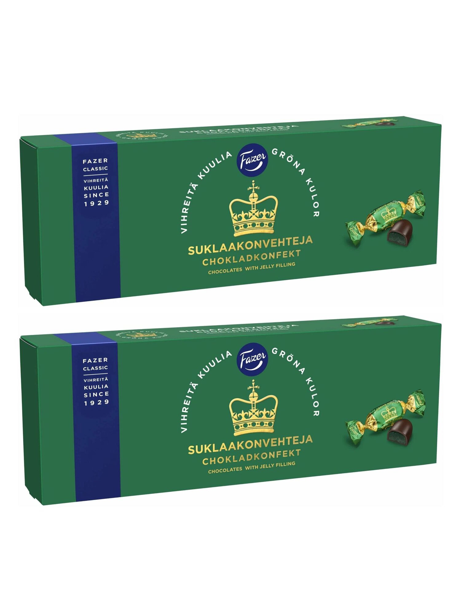 Конфеты Fazer молочный шоколад с мармеладной начинкой яблоко-груша, 2шт по 295г (Новогоднее)