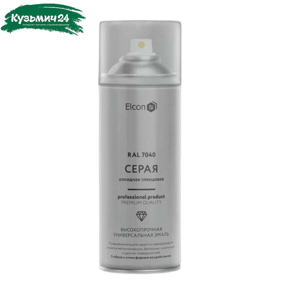 Эмаль алкидная Elcon универсальная RAL7040, серая, глянцевая, аэрозоль 520 мл, 1 шт.