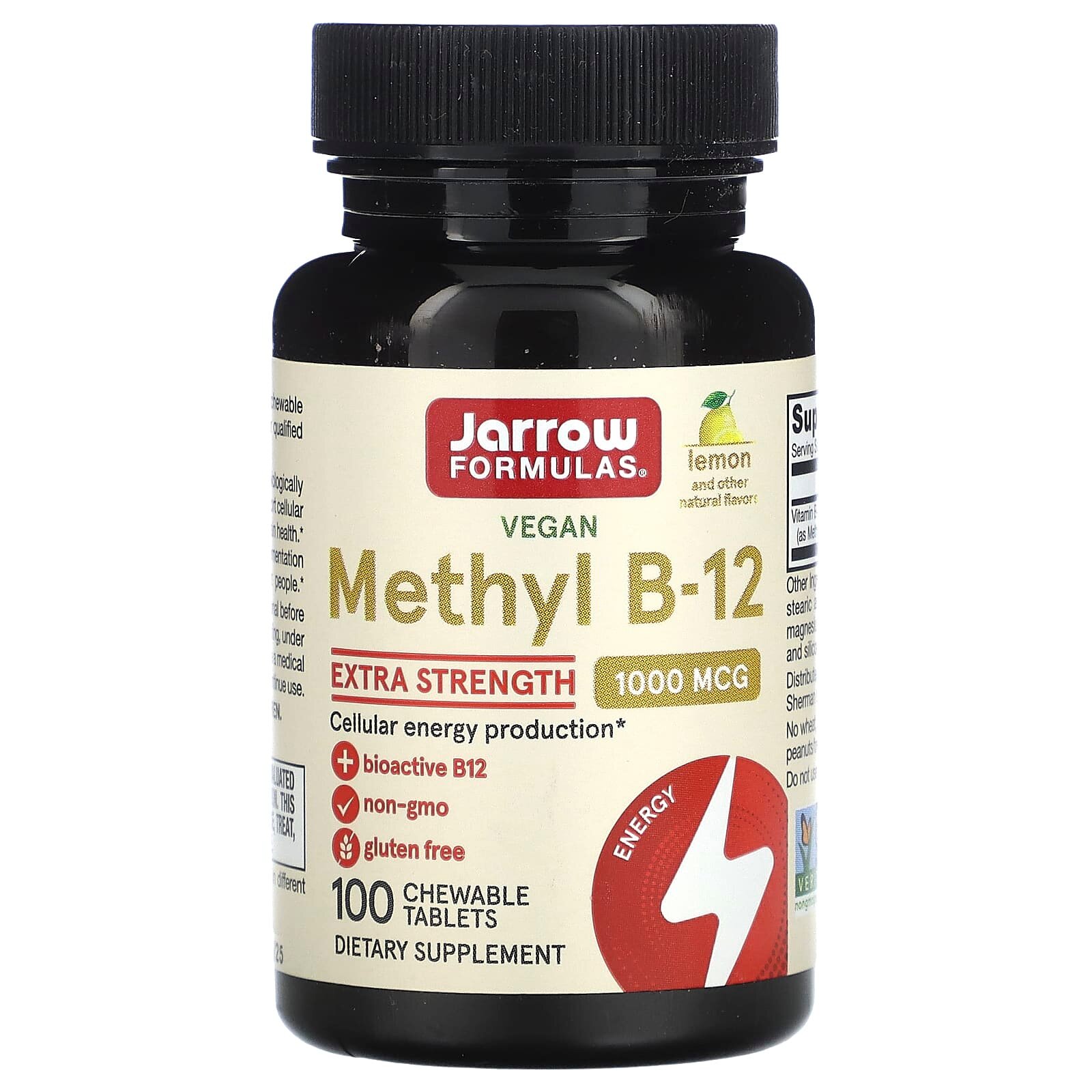 Jarrow Formulas, метил B12, лимон, 1000 мкг, 100 жевательных пастилок