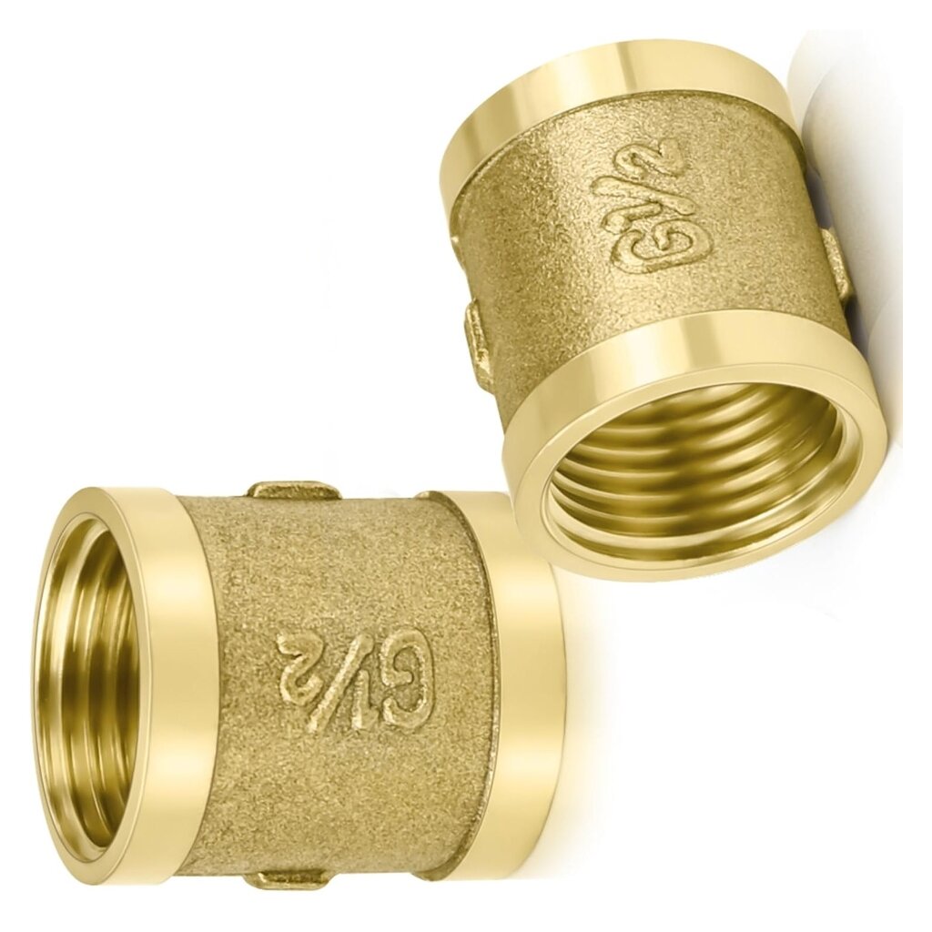 2шт G1 / 2-дюймовые Медные Втулочные Адаптеры Сверхмощные 20-миллиметровые Муфты с Внутренней Резьбой с Уплотнительной Лентой для Подключения Водопровода