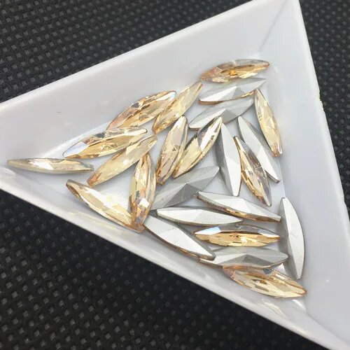 Кристаллы стеклянные 4x15 мм, 20шт, gold champagne