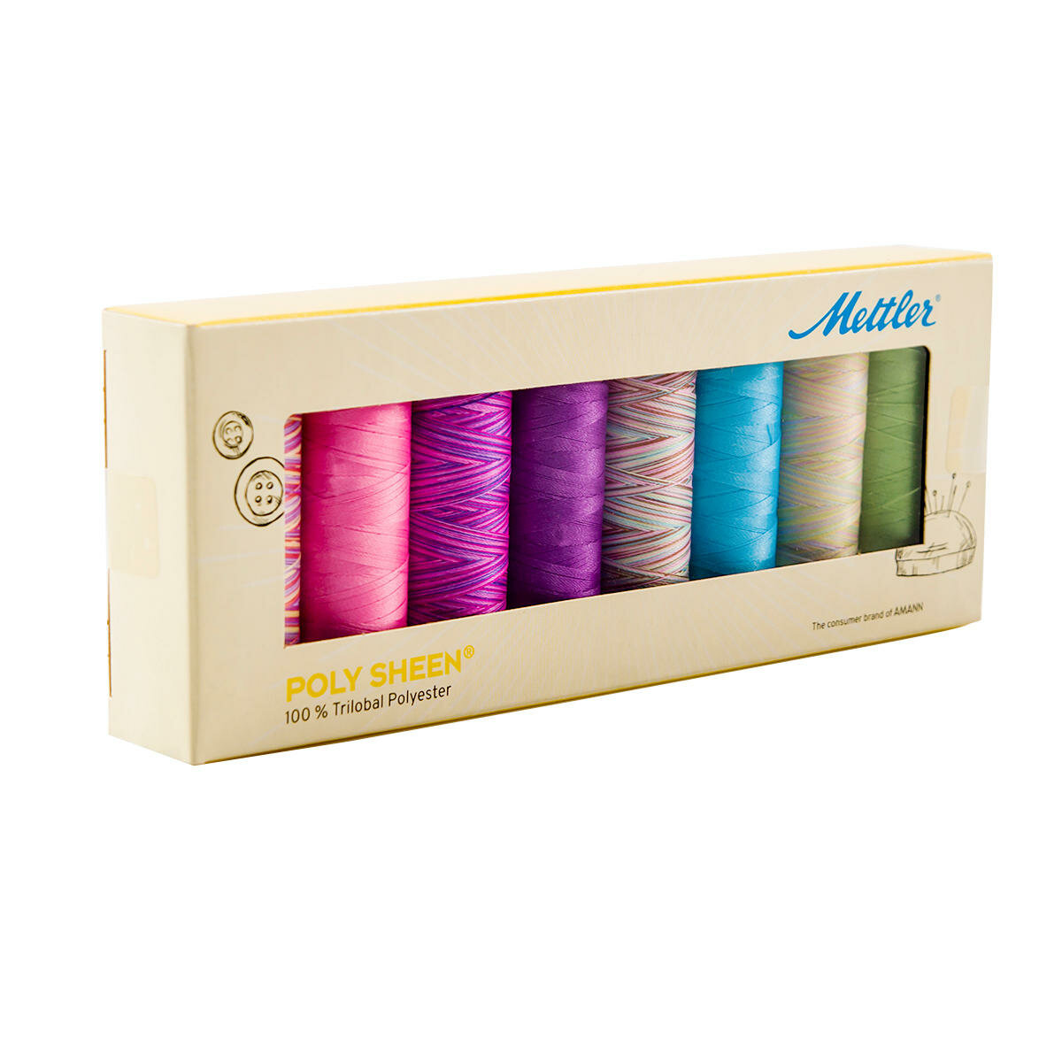 Набор с нитками Poly Sheen в подарочной упаковке 8 катушек Amann Group PS811Brights-Kit