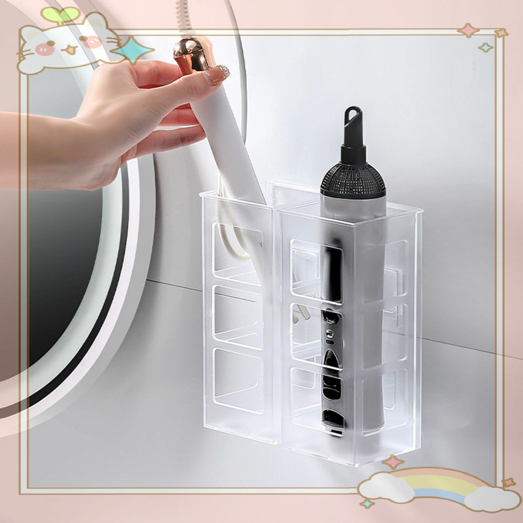 Бестселлер: 2 настенные корзины для ванной, монтаж без сверления, для плойки