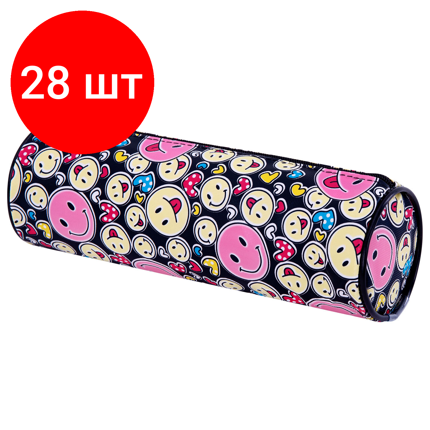 Комплект 28 шт, Пенал-тубус пифагор, мягкий, "SMILE", 20х7 см, 229268