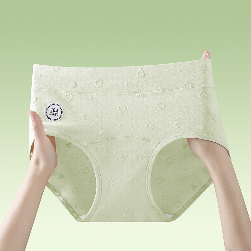 10A Детское хлопковое нижнее белье для девочек, чистый хлопок, антибактериальный промежность, бесшовное, большие размеры, средняя-высокая талия, облегающее бедра, контроль живота, треугольные трусики