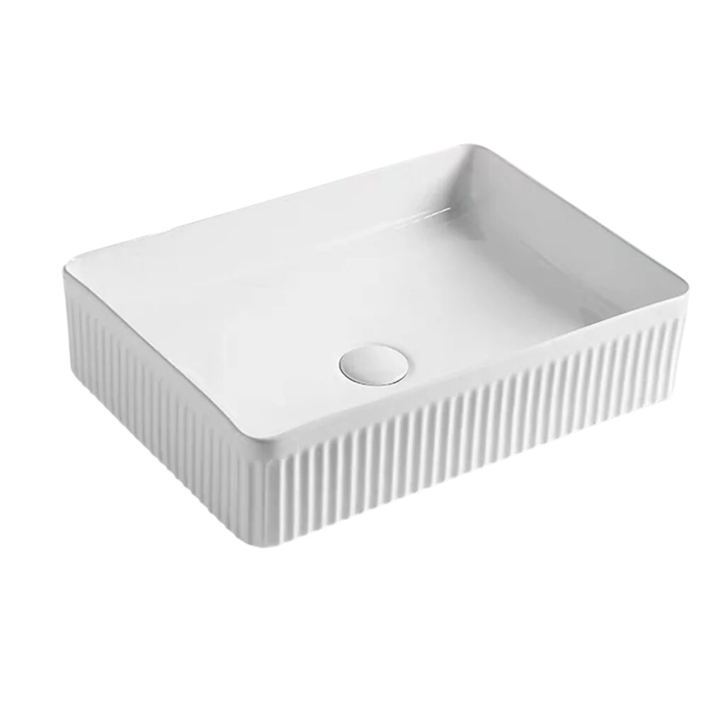 Накладная раковина RGW GS-20 50 см фарфоровая, без отверстия под смеситель, раковина для ванной, 50 см, прямоугольная, белая