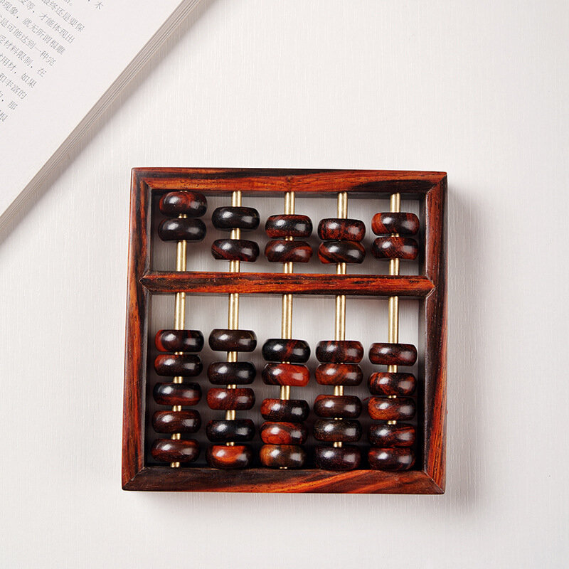 Традиционный абакус из красного дерева для студентов, 5-колонный, 5-бусинный, изысканный, маленький и деликатный, абакус из массива дерева для умственного счета, подарок на день рождения