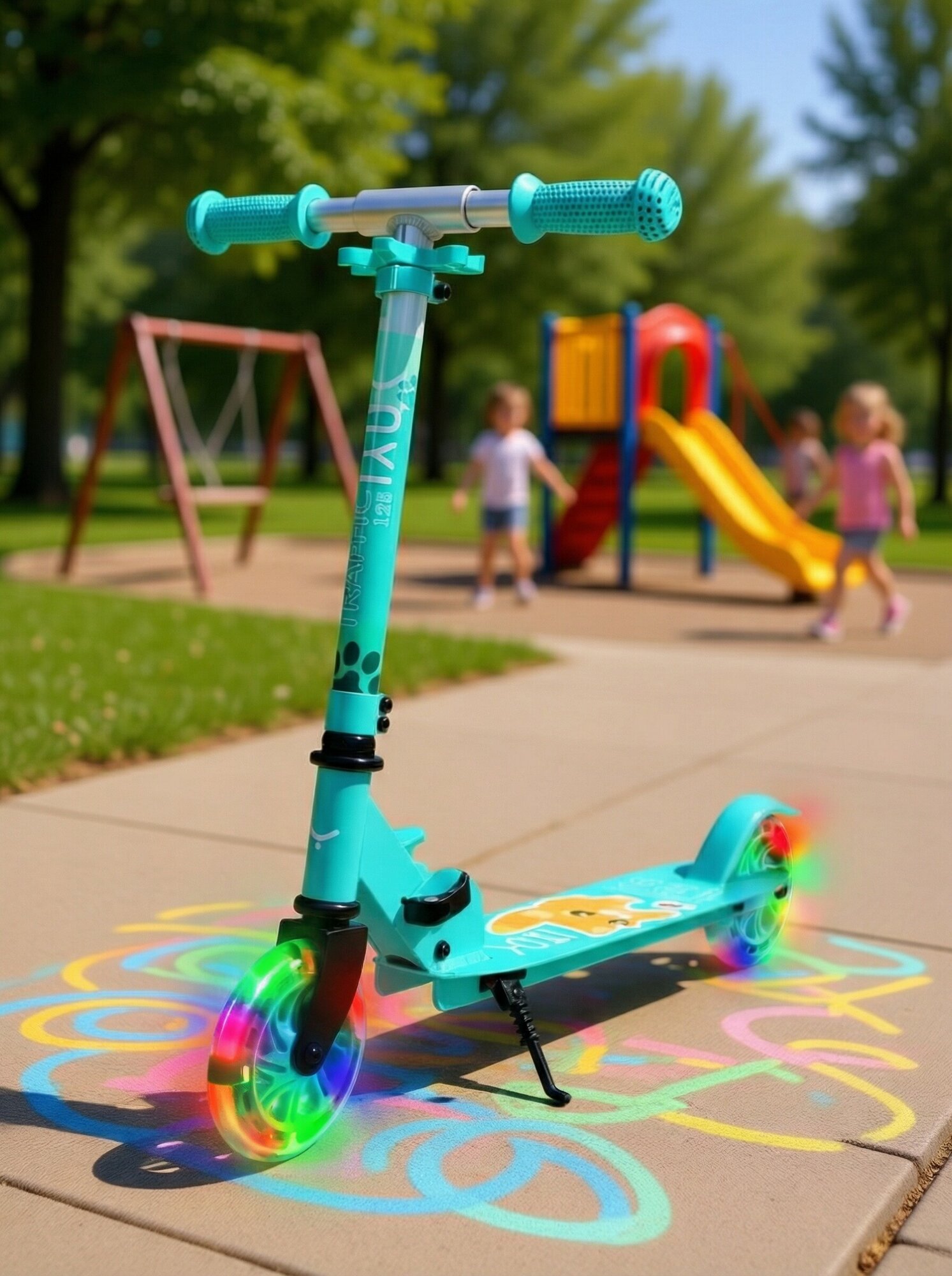 Самокат детский двухколесный складной со светящимися колесами Traffic 125