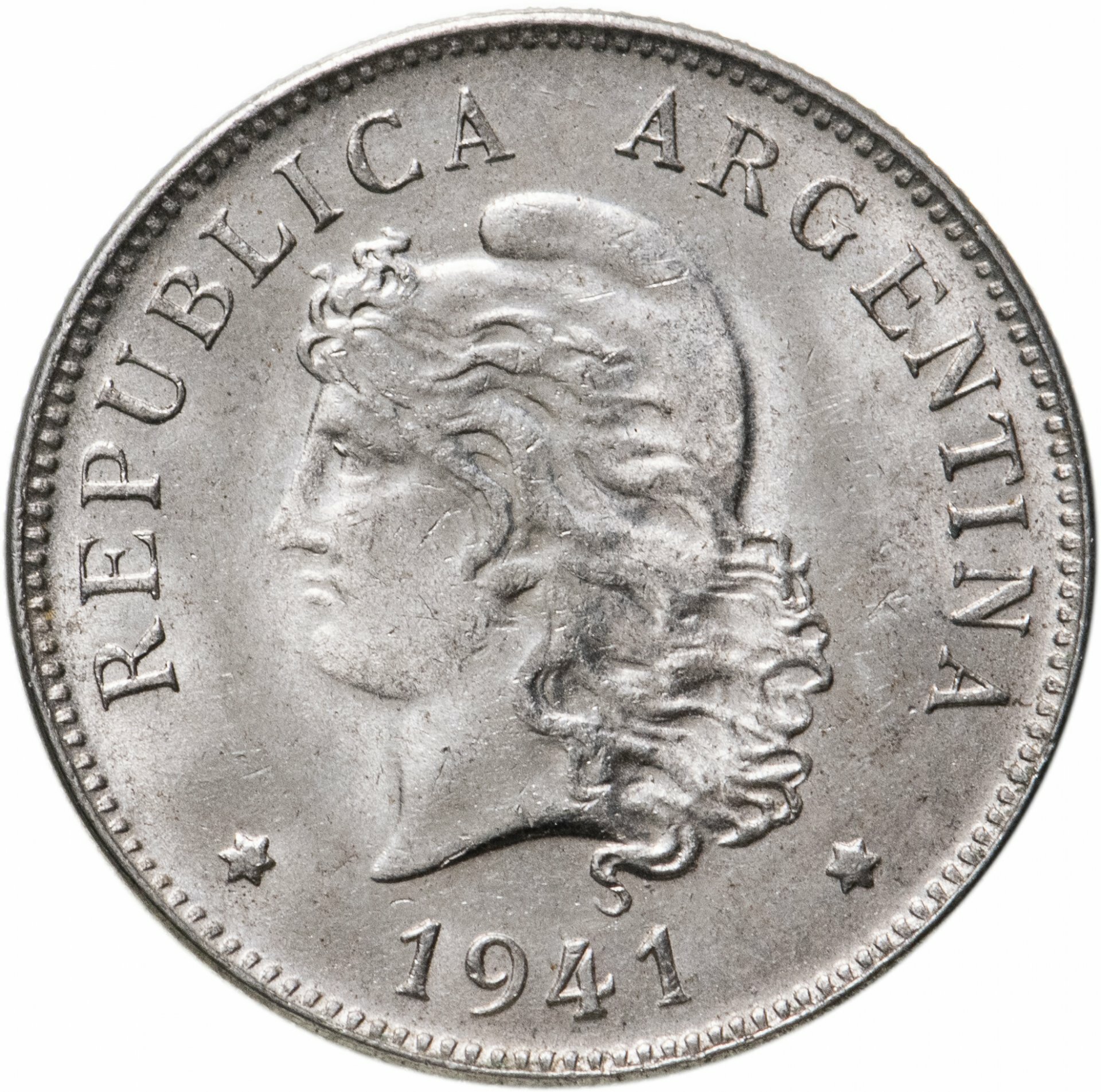 Аргентина 50 сентаво 1941, Бронза, в сохранности XF-AU
