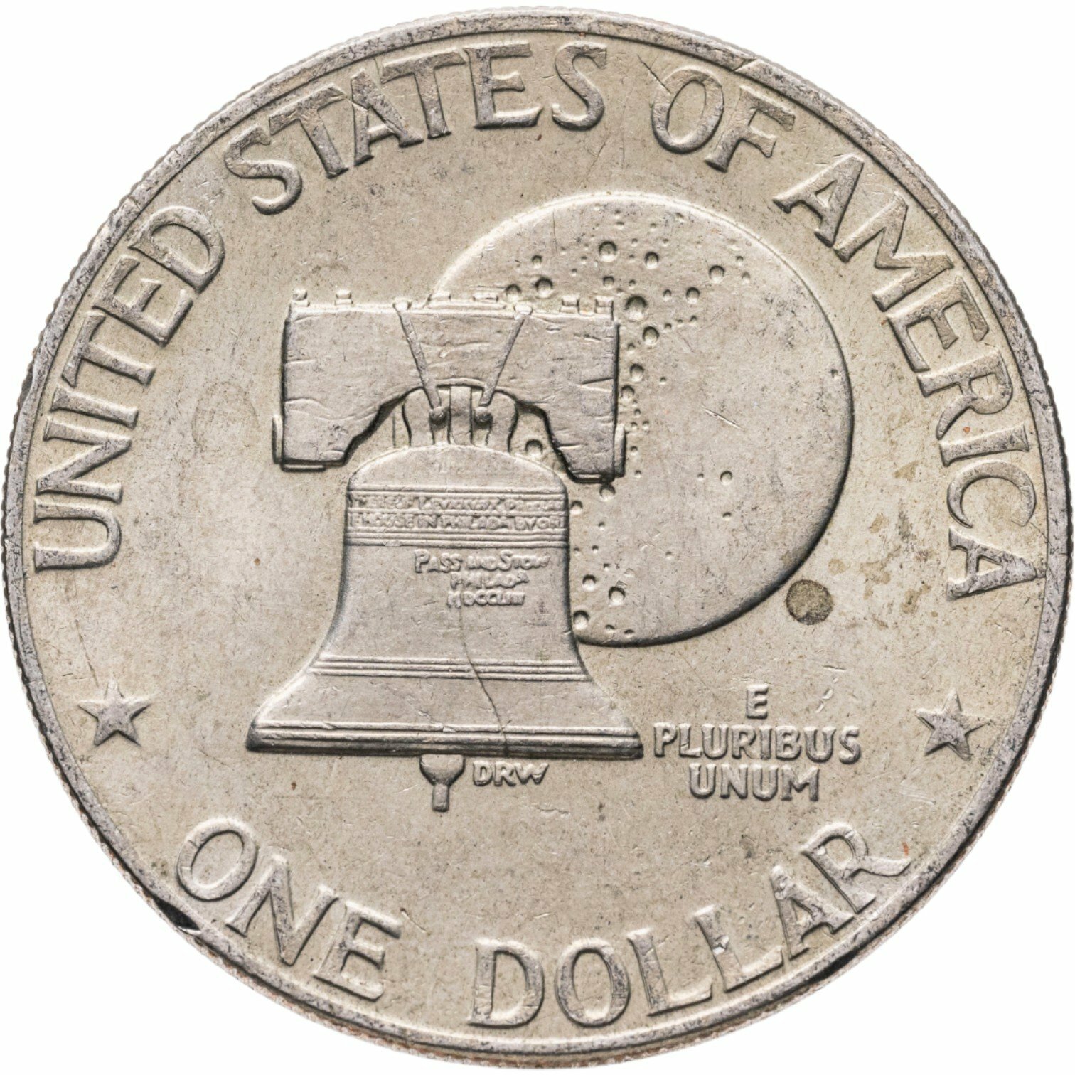 США 1 доллар 1976 "200 лет независимости США Луна "Колокол Свободы", Медь 400, в сохранности XF-AU