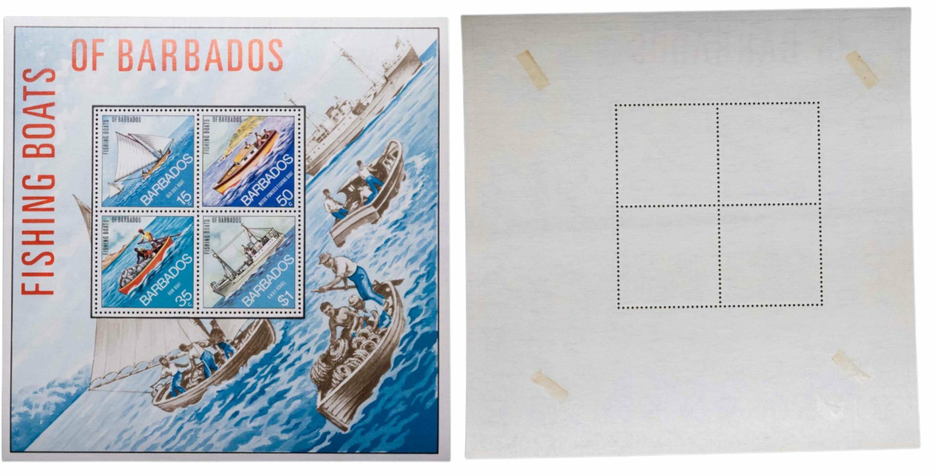Барбадос марки квартблок "Море Лодки"