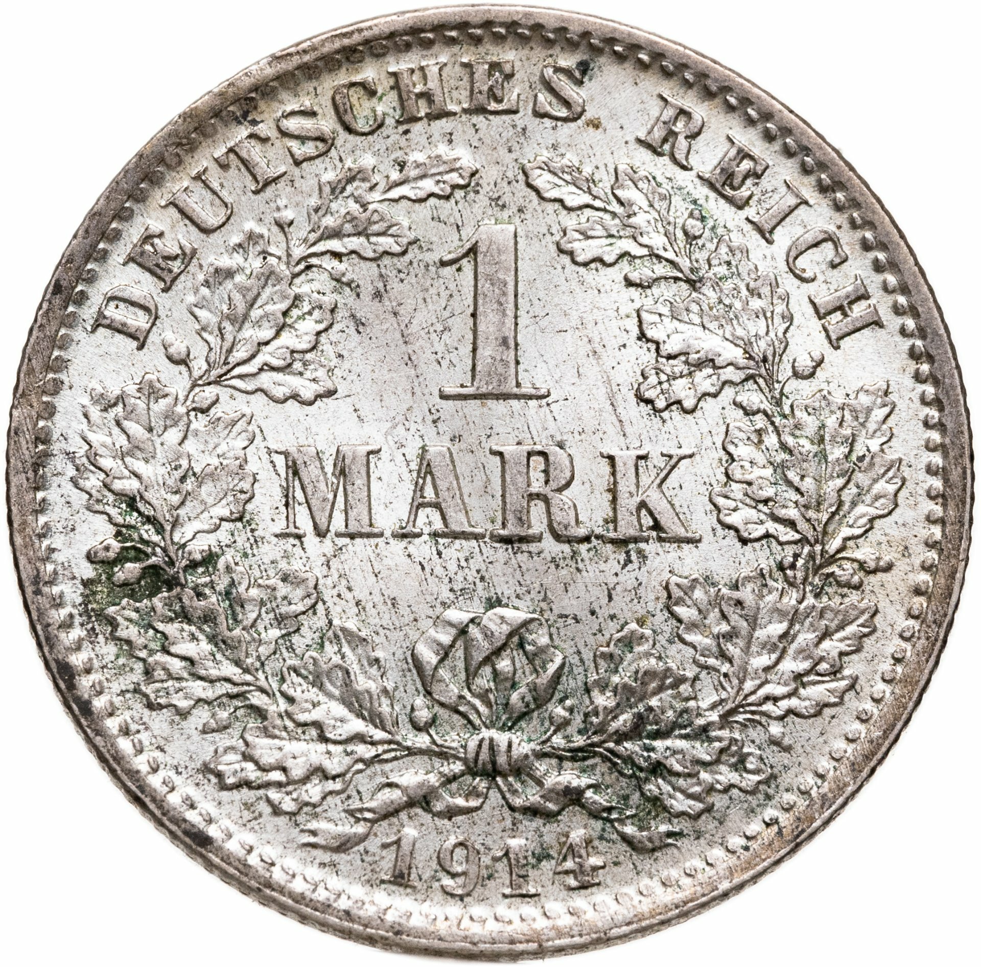 Германия 1 марка 1914 Знак монетного двора: "D" - Мюнхен, Серебро 900, в сохранности UNC