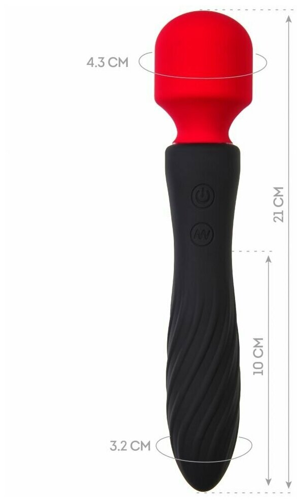 Черно-красный двусторонний вибромассажер Black&Red - 21 см, черный с красным