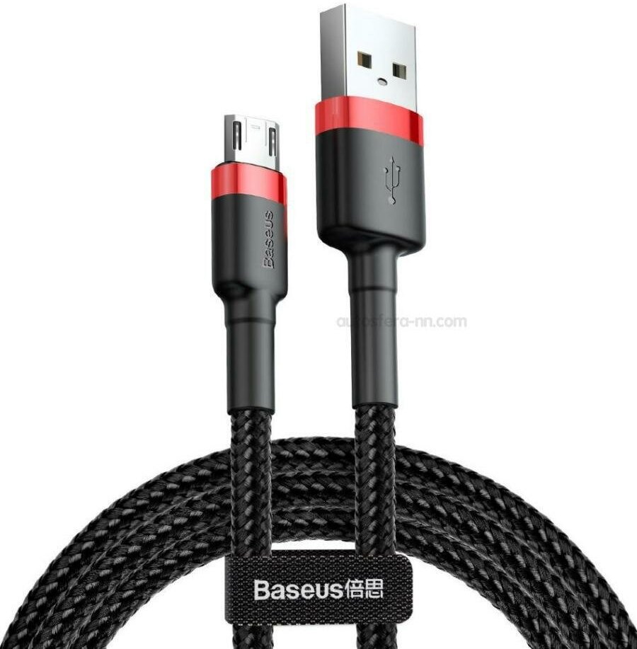 BASEUS CAMKLFB91 кабель micro USB черный+красн круглый 1м 2.4А!\