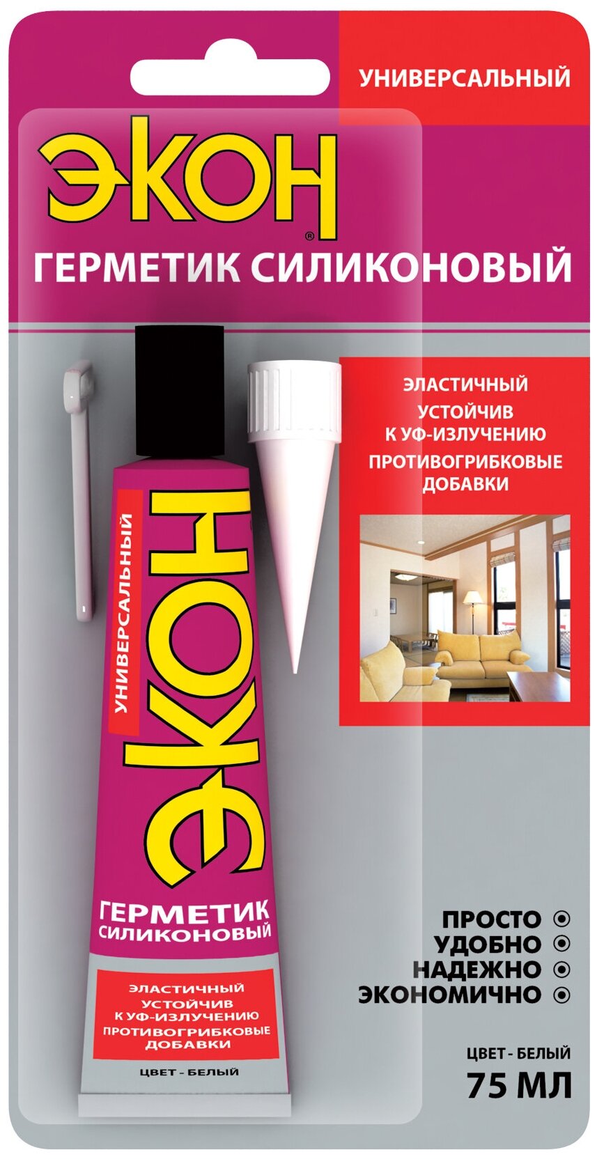 Герметик силикон универсальный белый 75 мл экон Henkel 617956