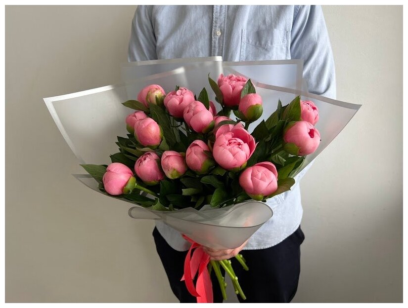 Букет Пионы коралловые, красивый букет цветов, пионов, шикарный, цветы премиум.