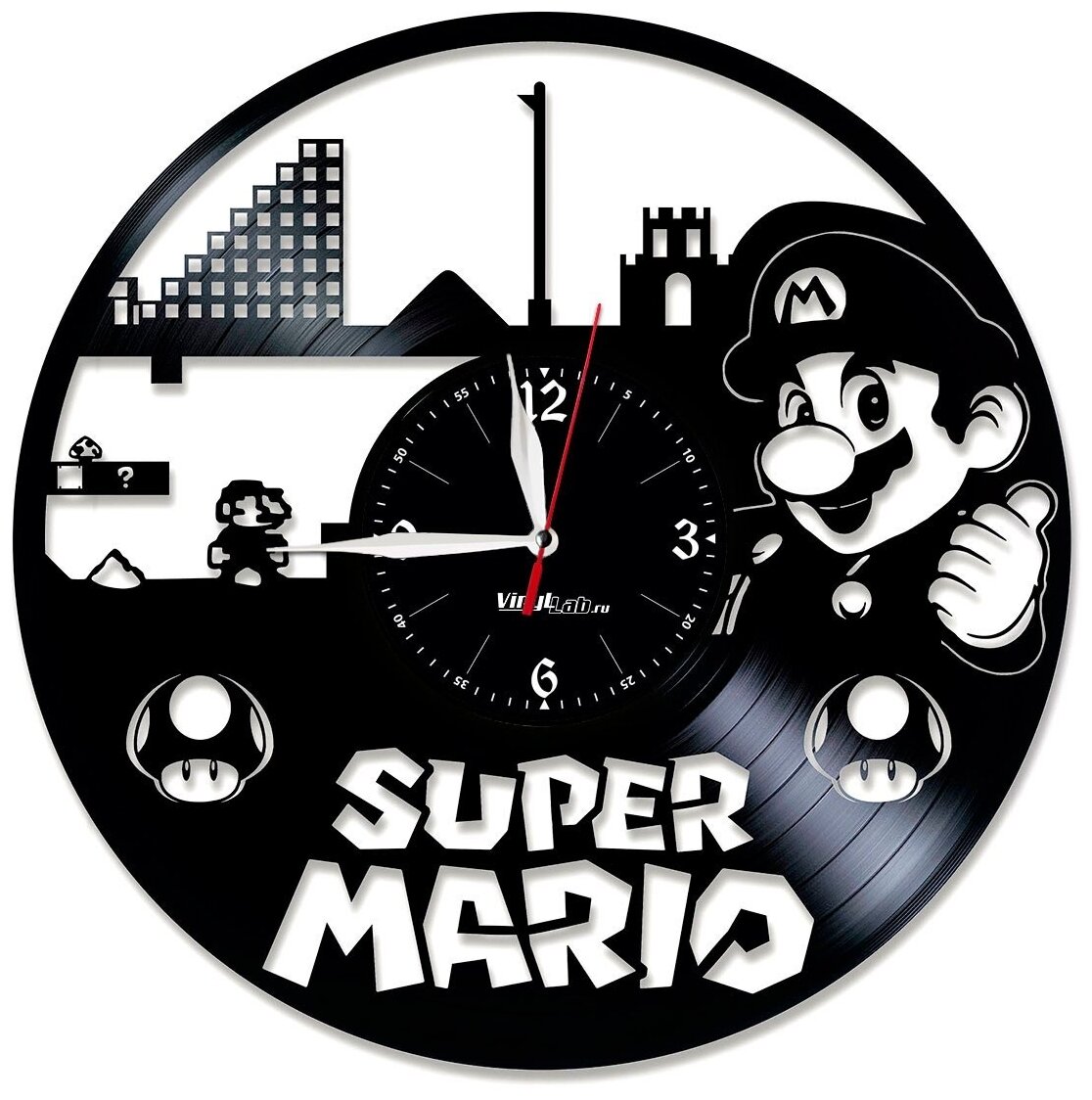 Часы из виниловой пластинки (c) VinylLab Super Mario