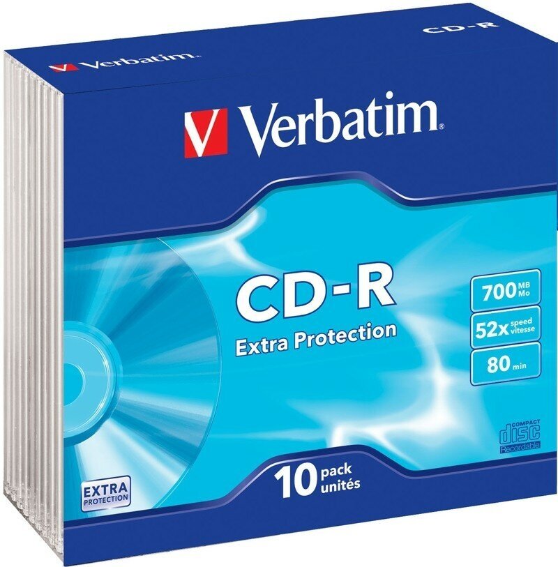 Диск CD-R Verbatim 700Mb 52x Slim Case (10 шт.) (43415)