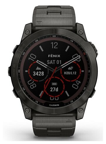 Умные часы Garmin Fenix 7X Sapphire Solar Carbon с Титановым ремешком