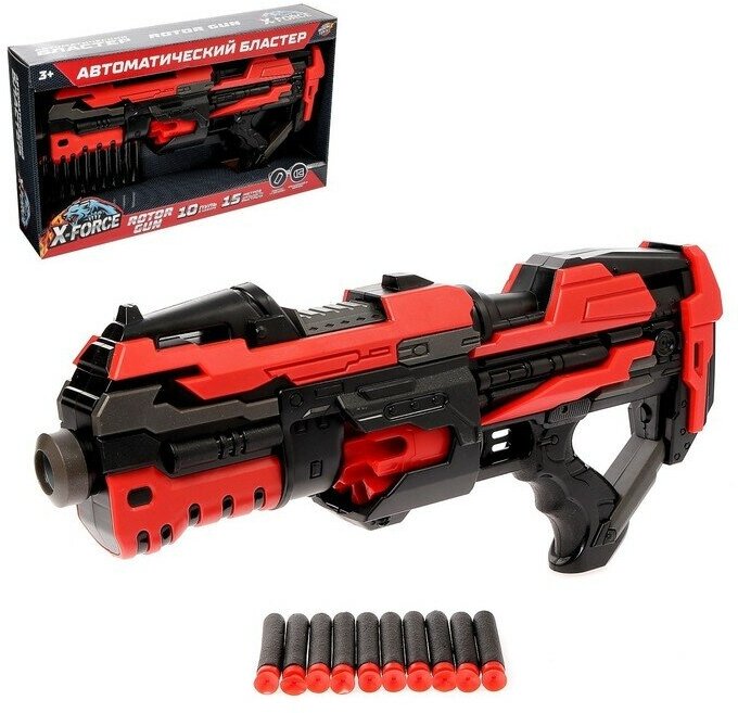 WOOW TOYS Автоматический бластер ROTOR GUN, стреляет мягкими пулями, 10 пуль в комплекте, дальность выстрела 15 метров, работает от батареек