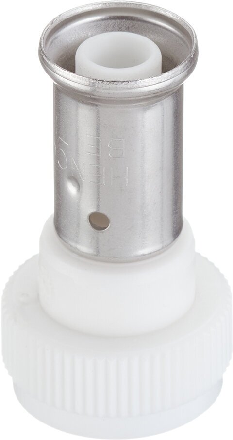 Муфта с накидной гайкой Henco (26PKW-1605) 16(пресс) х 3/4 ВР(г) белая PVDF