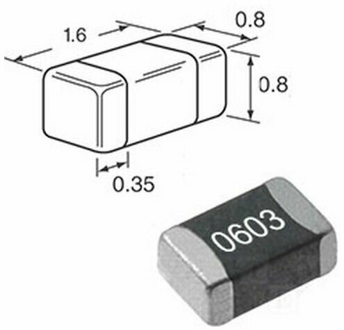 100шт. резистор SMD 0603 10кОм (килоОм), 5%, Viking