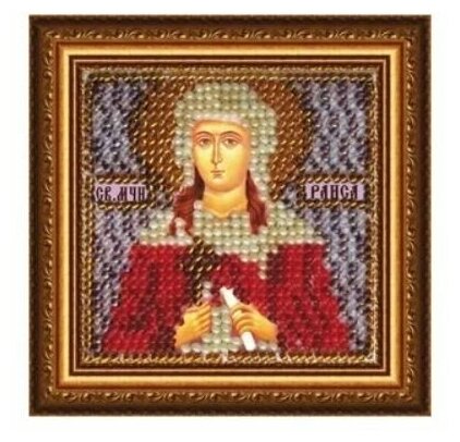Рисунок на ткани Икона "Святая Прпмч. Раиса Александрийская" 6,5х6,5 см. для вышивки нитками и бисером.