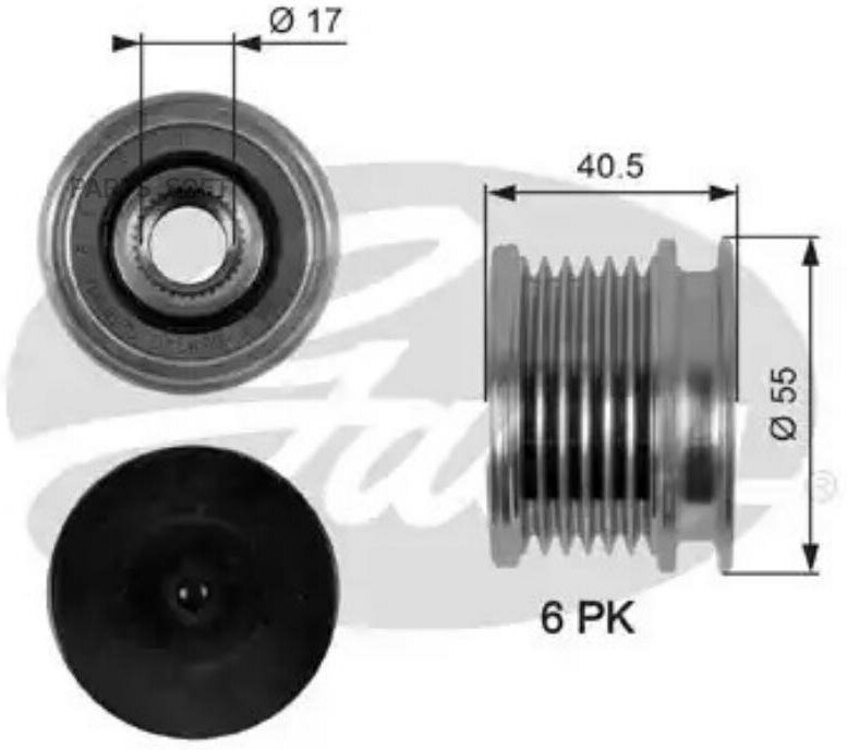 Шкив генератора MB 2.2/2.7/3.0CDI 96- Gates арт. OAP7057