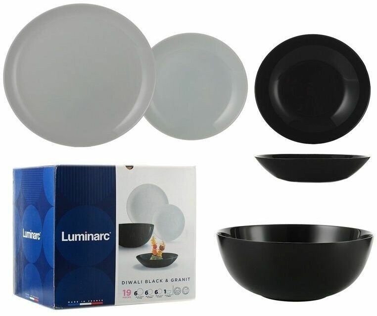 Столовый набор дивали блэк and гранит 19 предметов