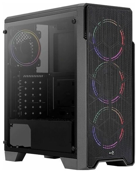 Корпус ATX без БП Aerocool FRGB-G-BK-v1 Saturn черный