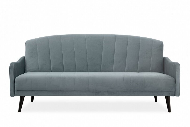 Прямой диван Ария Серый Велюр, книжка, 187х83х86 см