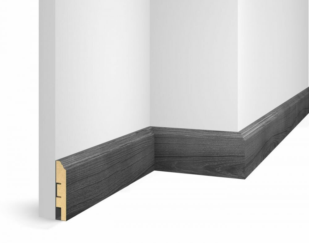 Плинтус Cosca WP07 Экошпон, Ясень Дымчатый В80хШ16хД2400 мм / Коска.