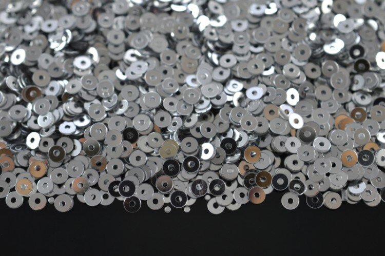 Пайетки круглые 3мм плоские, цвет 01 серебро, 1022-062, 10 грамм