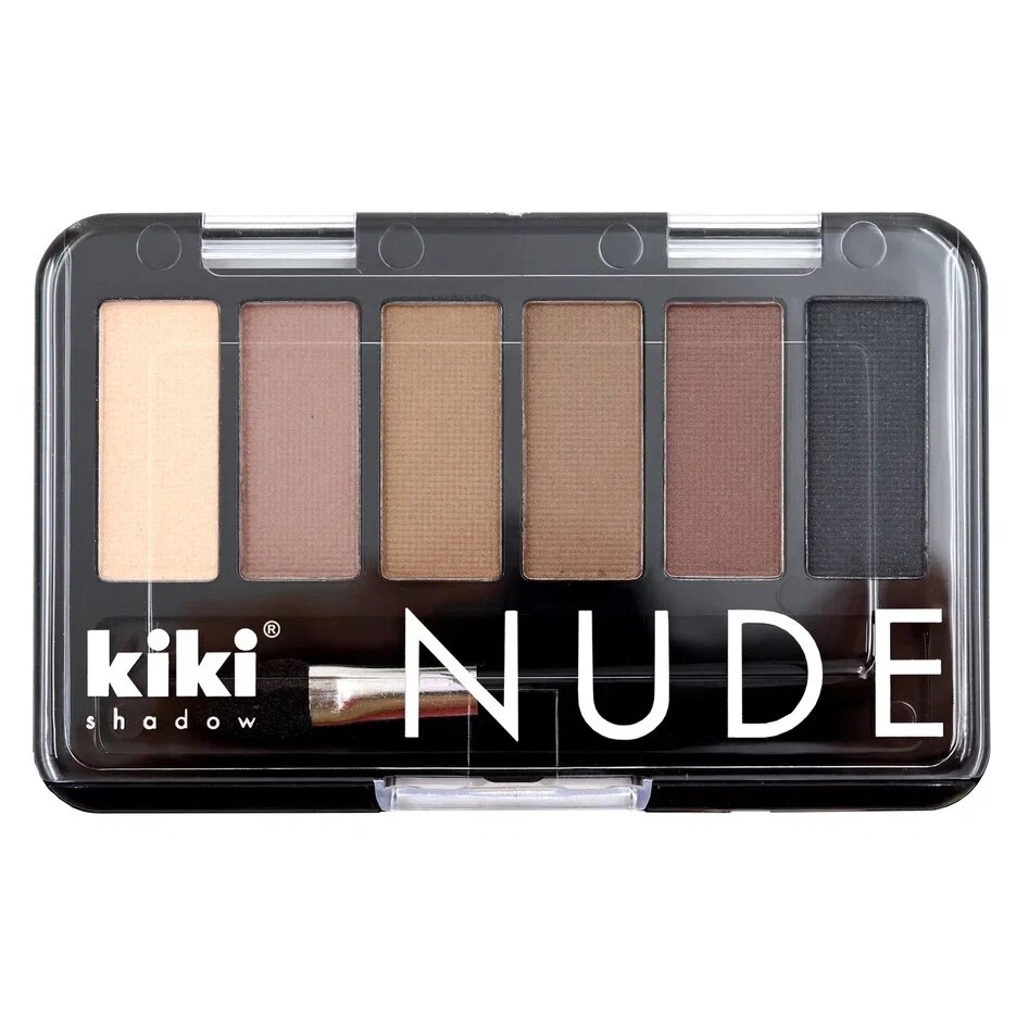 Тени для век Kiki "Nude", тон 904, Кремовый, Светло-коричневый, Бисквит, Оливковый, Мокко, Черный