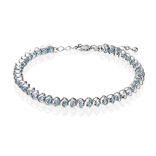 Браслет, белое золото, 585 проба, топаз