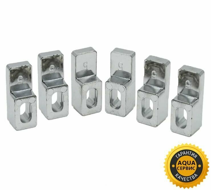 Крепление для зеркала толщиной 5-6 мм. 6 шт. кронштейн прямоугольный, цвет хром глянцевый, ABS пластик