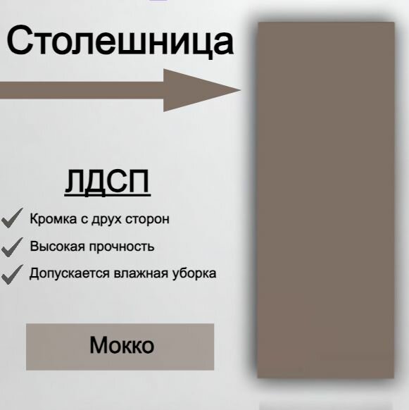 Столешница 30 х 80 см Мокко. Мебельная деталь для Стола