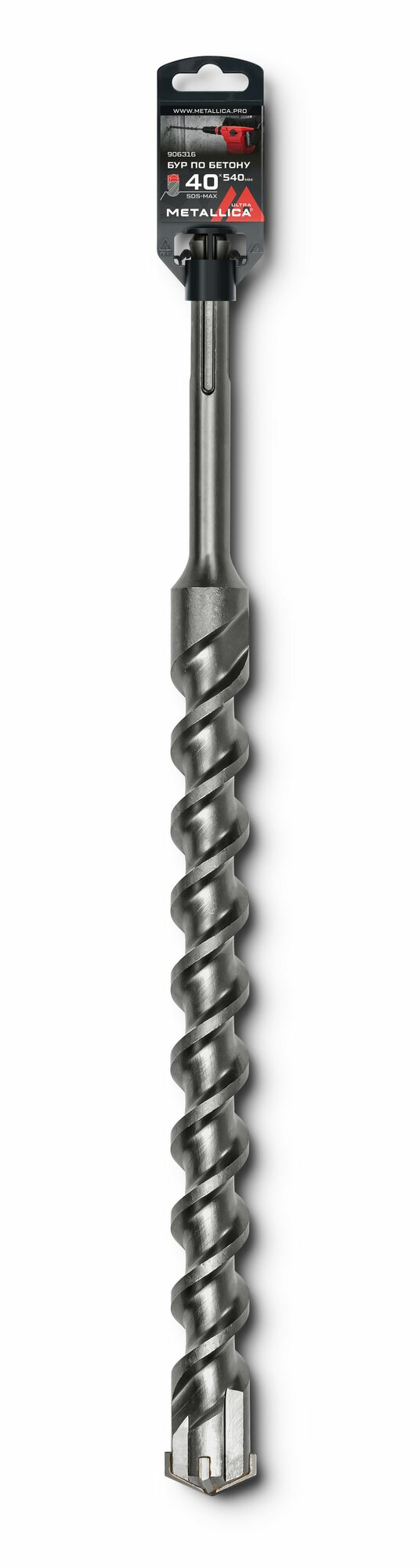 Бур по бетону SDS-max METALLICA Ultra 40 х540/400 мм, Х-напайка, 2 спирали