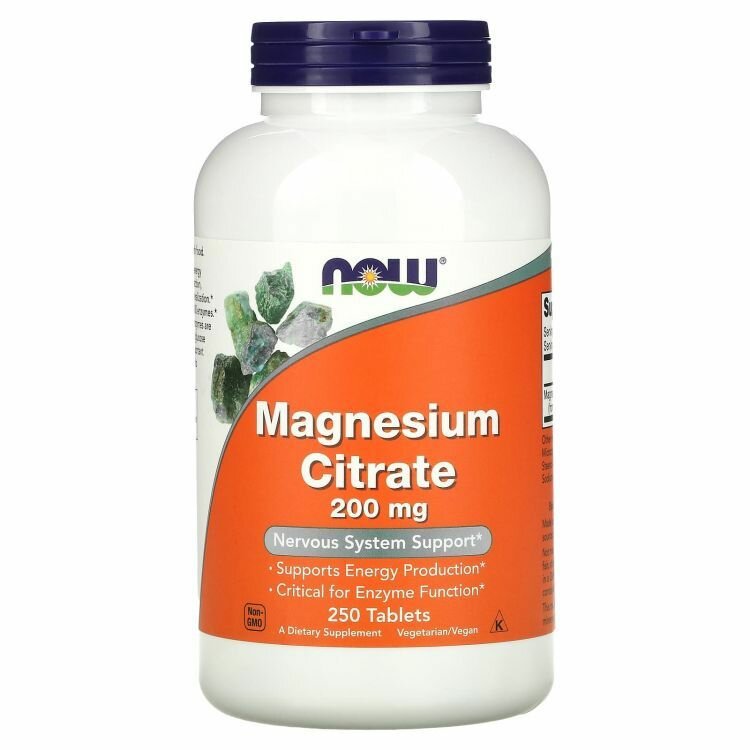 Now Foods, Magnesium Citrate 200 mg, Цитрат магния, 200 мг, 250 таблеток