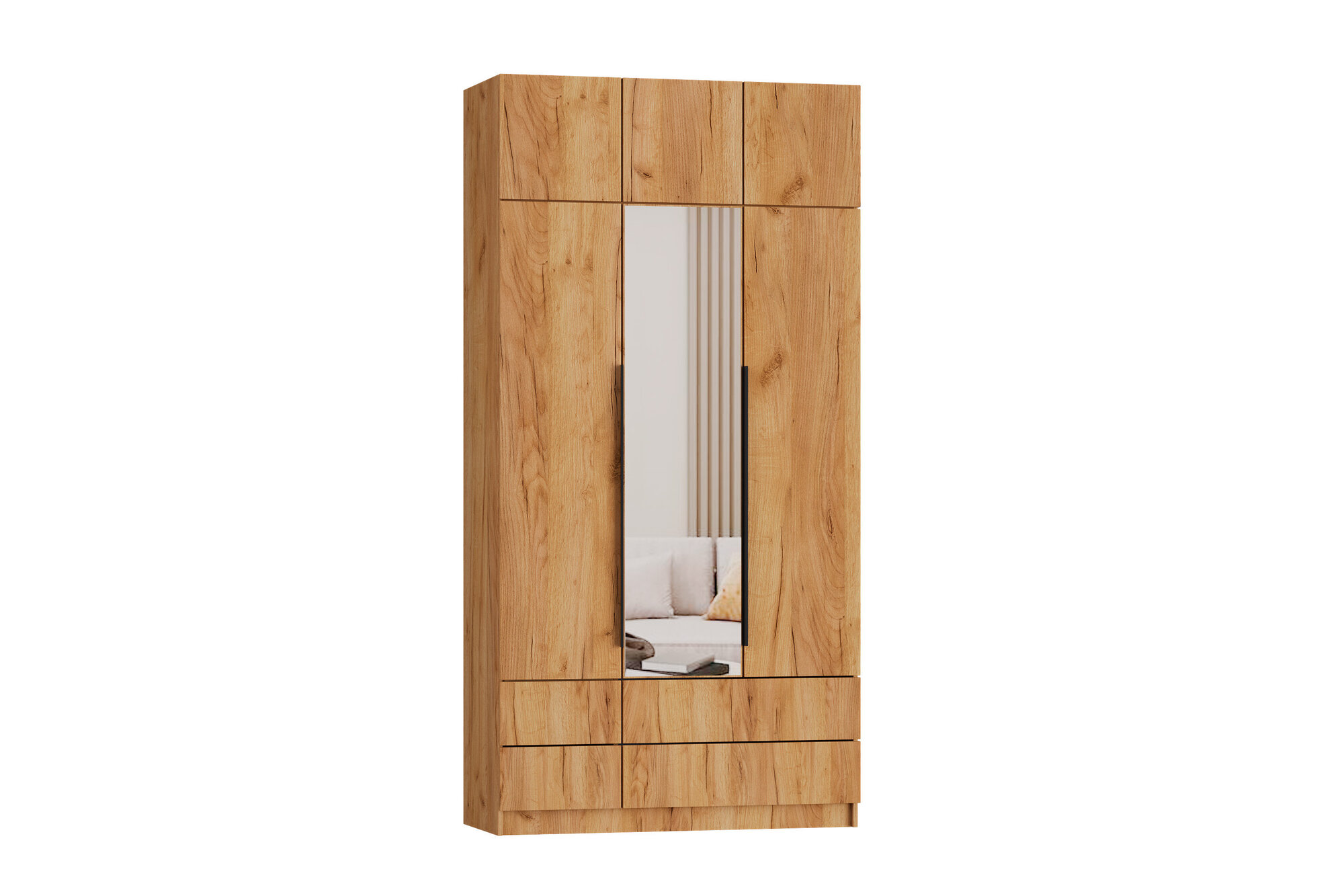 Шкаф Гюнтер 3 с ящиками 1300-520-2300 наполнение белье/платье/белье цвет дуб крафт золотой