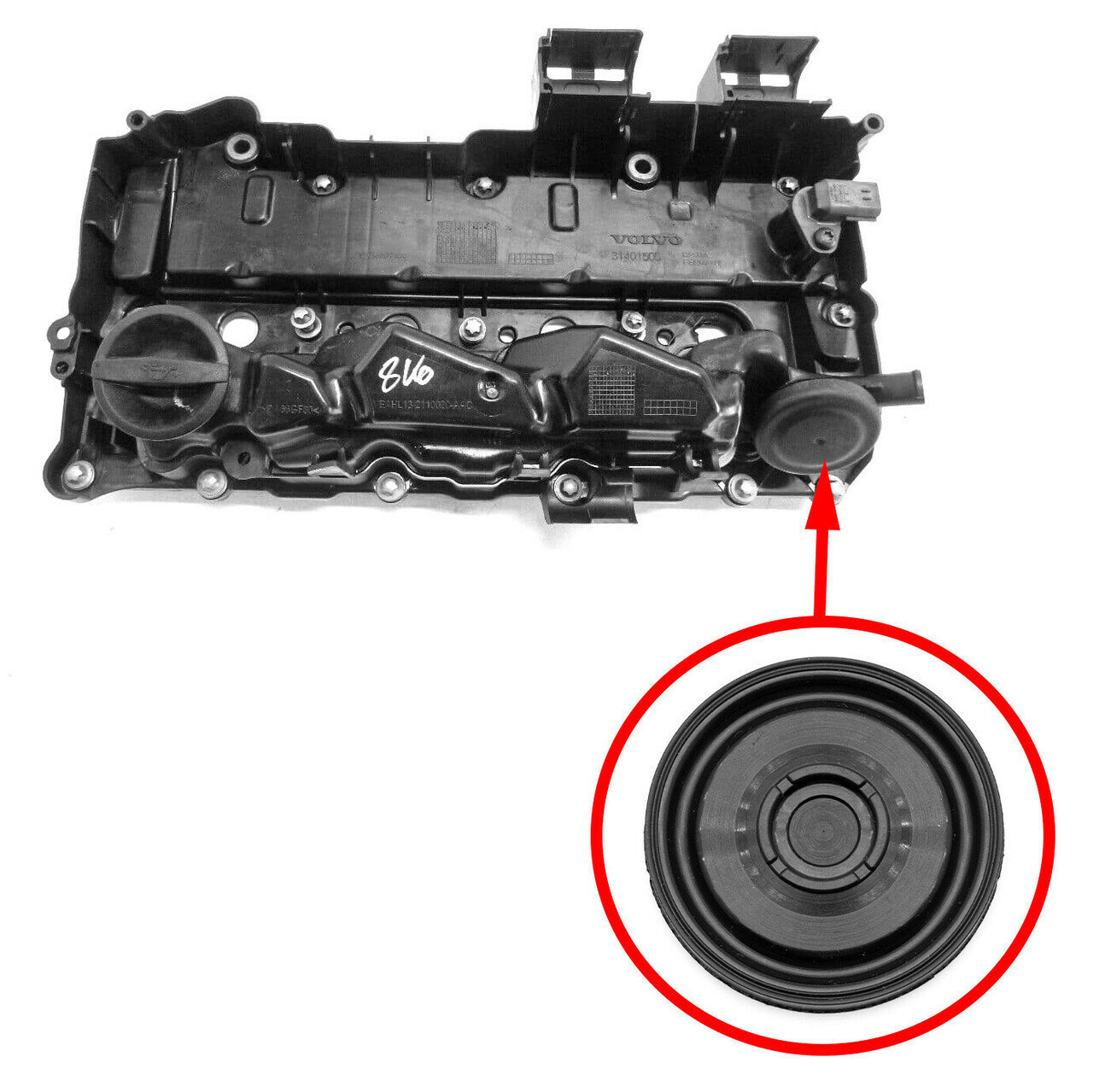 Мембрана клапанной крышки Volvo 2.0L 31401505, 31430348, 31461860, 31670228